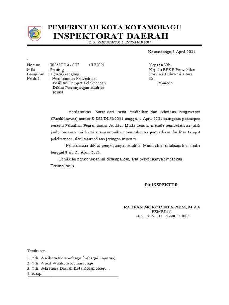 Permohonan Coaching Klinik APIP | PDF