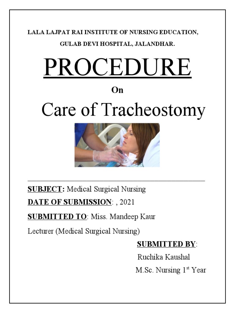Care of Tracheostomy Procedure | PDF | Clinical Medicine | Surgery