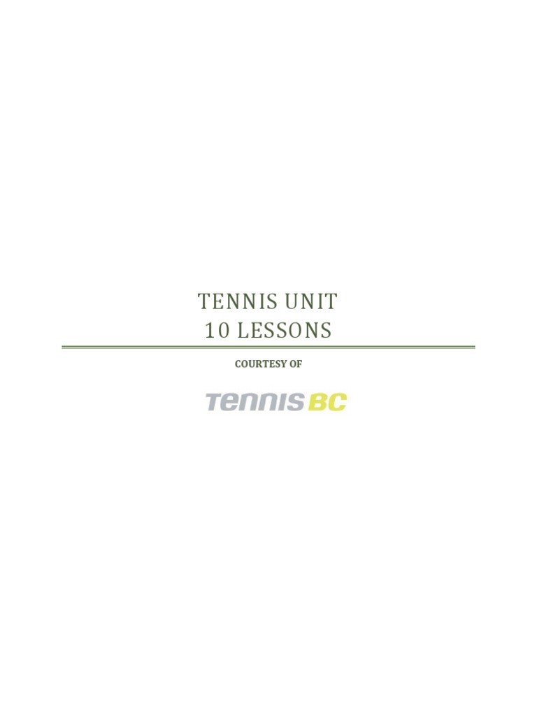 Tennis 10 Unit Lesson Plans | PDF | Volleyball | Racquet Sports