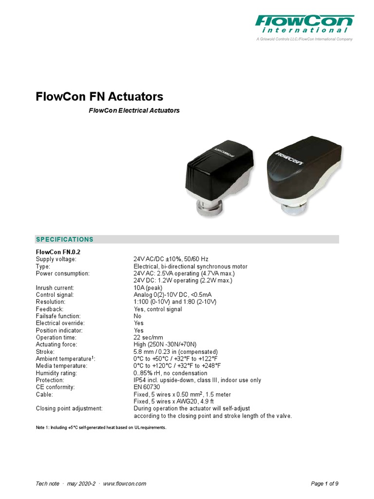 FlowCon FN Tech Note | PDF | Switch | Electric Motor