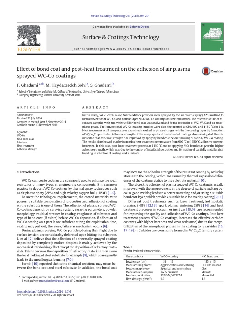 Surface & Coatings Technology: F. Ghadami, M. Heydarzadeh Sohi, S. Ghadami | Download Free PDF ...