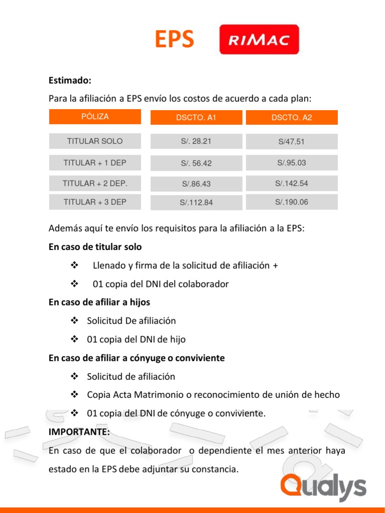 Requisitos y Costos de Afiliación a EPS | PDF