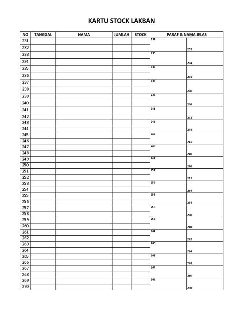 Kartu Stock Atk | PDF