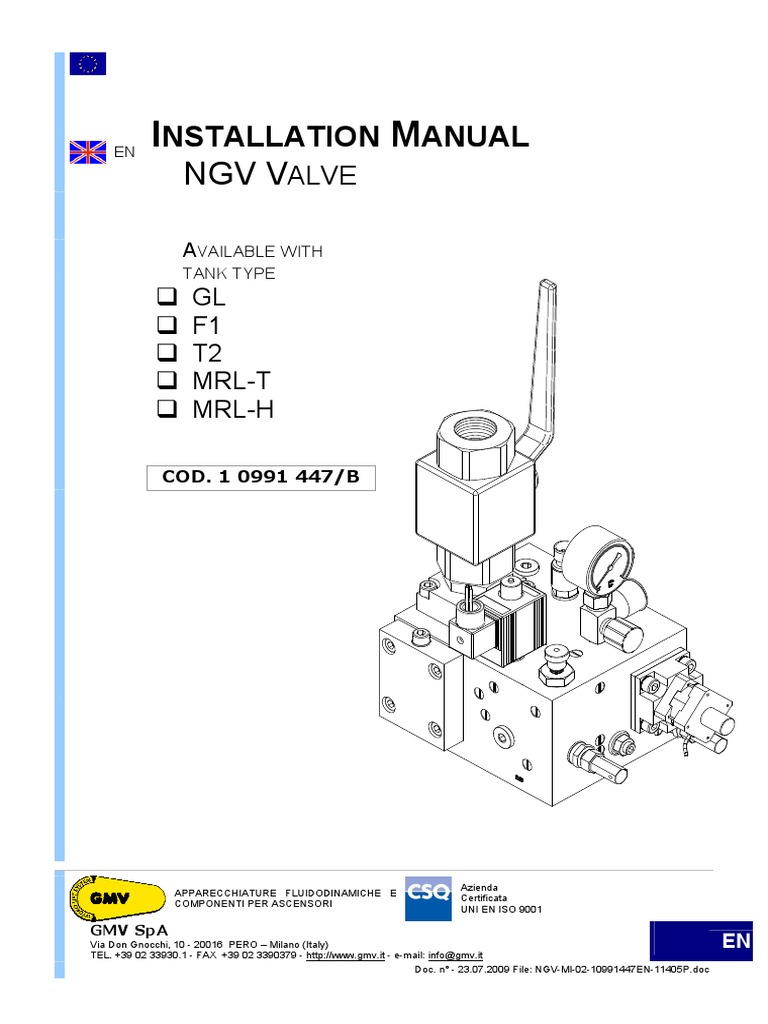 Installation Manual - NGV Valve: Deceleration Distances and Hydraulic ...