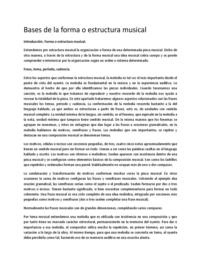 Aspectos Básicos de La Estructura Musical | Descargar gratis PDF ...