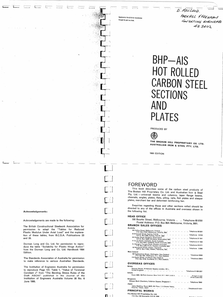 BHP-Steel Shapes and Sections-1969 | PDF