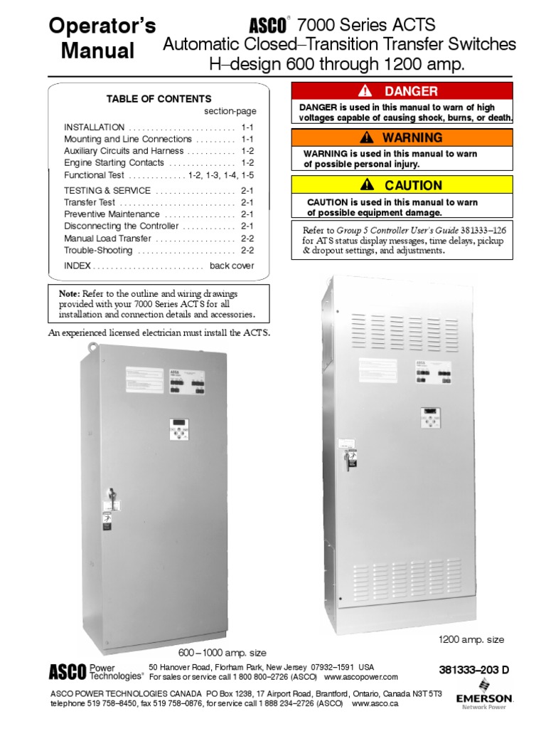 Transfer ASCO Serie 7000 | PDF | Switch | Electrical Wiring