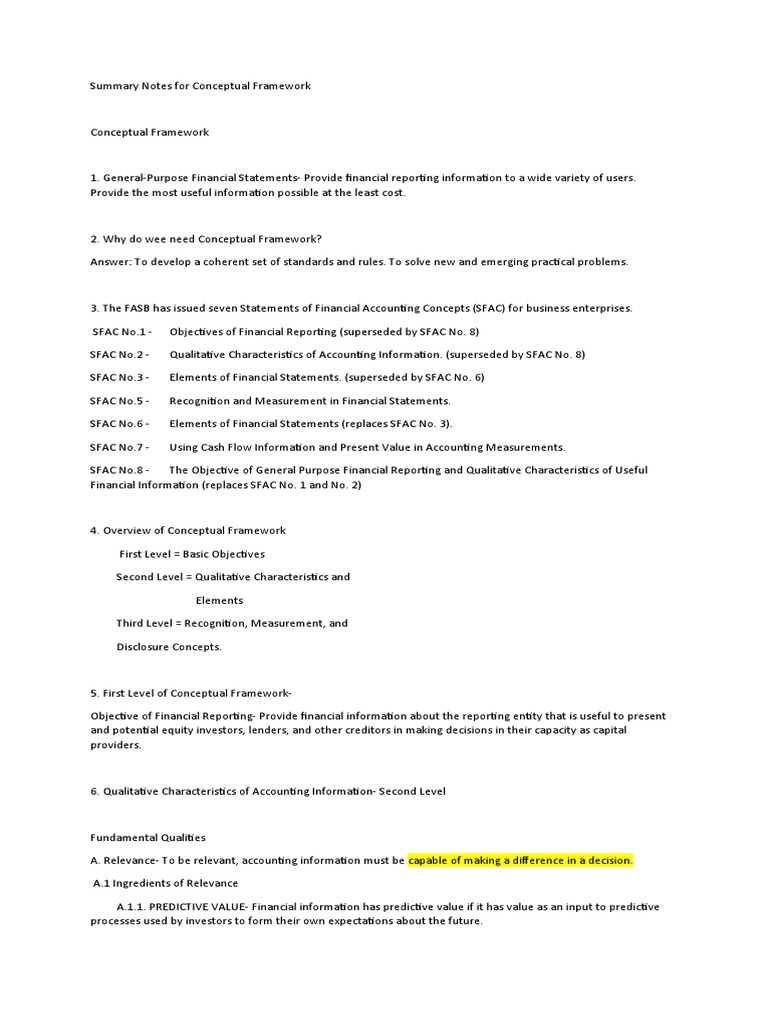 1-Conceptual Framework Summary | PDF | Financial Statement | Historical ...
