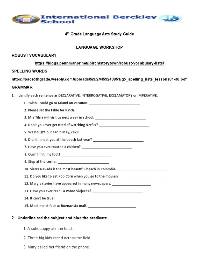 4thgrade-OS-Language Arts Study Guide | PDF | Empathy | Noun