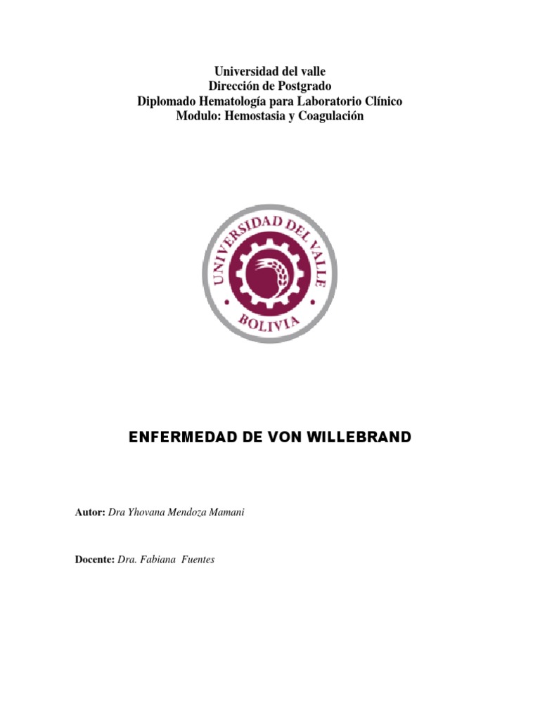 PRESENTACION eNFERMEDAD vON wILLEBRAND | PDF | Coagulación | Plaqueta