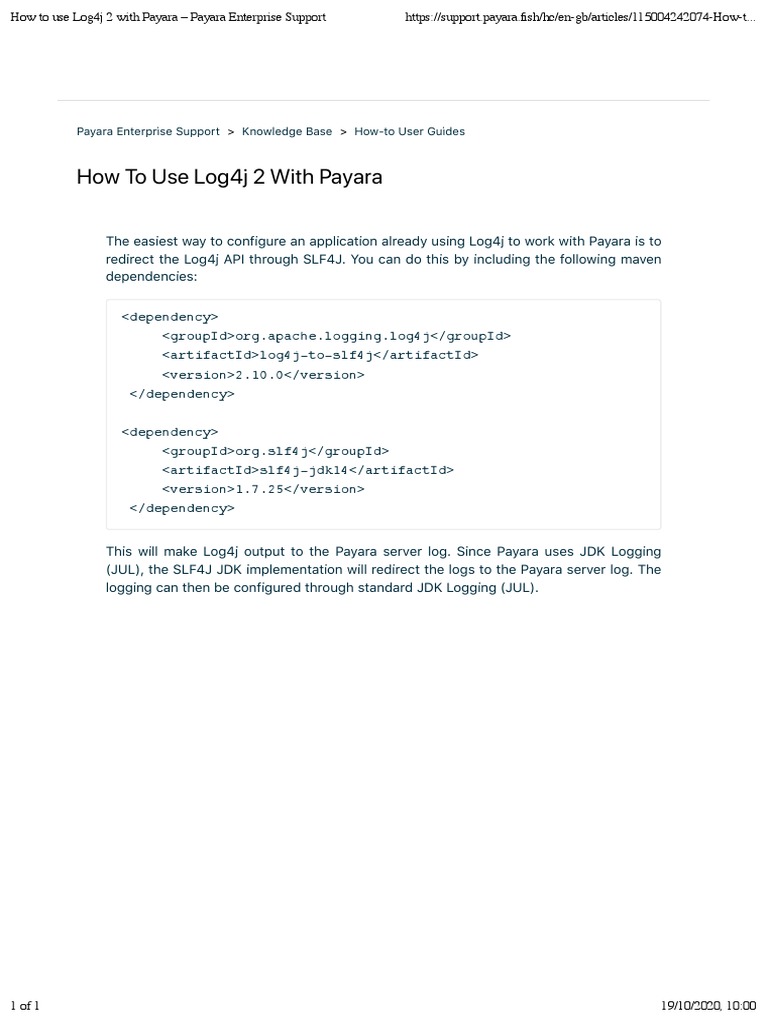 How To Use Log4j 2 With Payara - Payara Enterprise Support | PDF