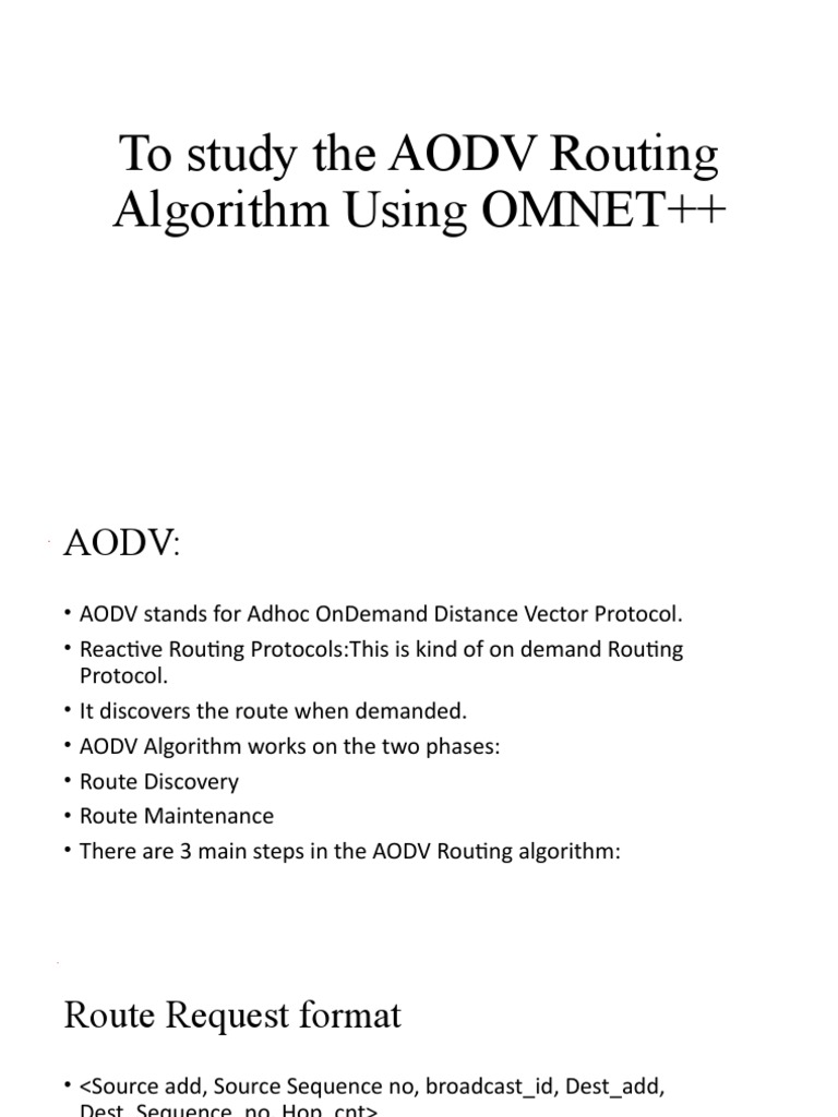 To Study The AODV Routing Algorithm Using OMNET | Download Free PDF | Routing | Network Layer ...