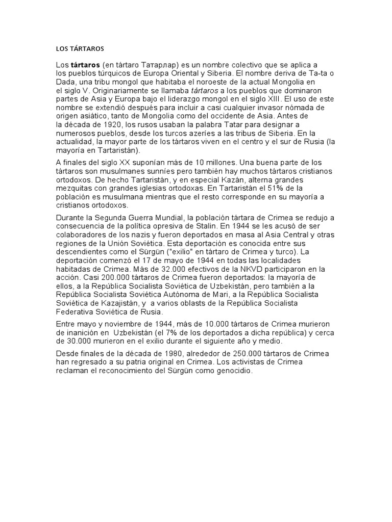 Los Tartaros | PDF | Historia