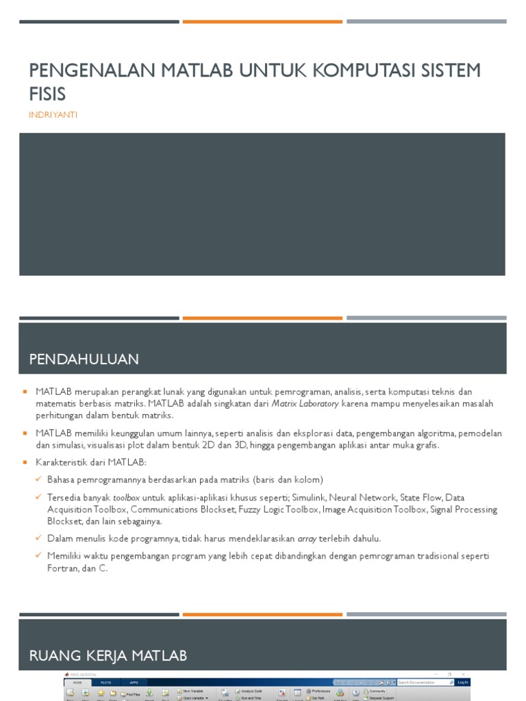 Pengenalan Matlab Untuk Komputasi Sistem Fisis | PDF | Metode & Bahan Ajar