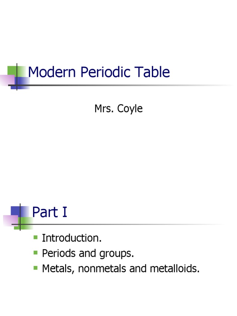 Overview of the Modern Periodic Table | PDF | Periodic Table | Chemical ...