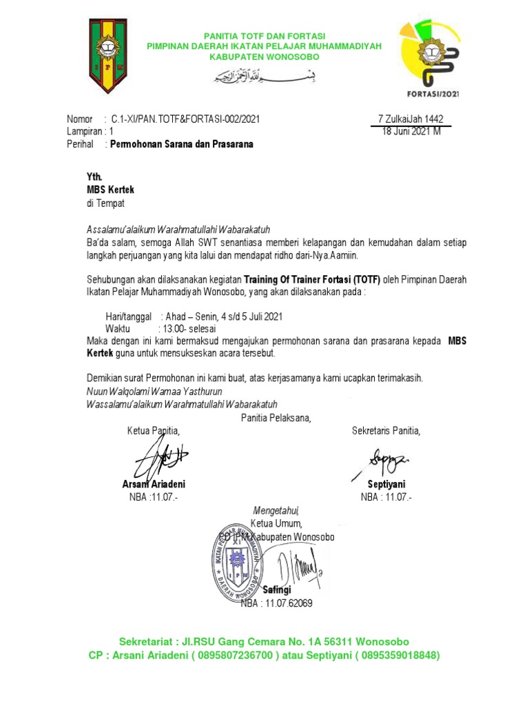 Surat Permohonan Tempat TTD | PDF