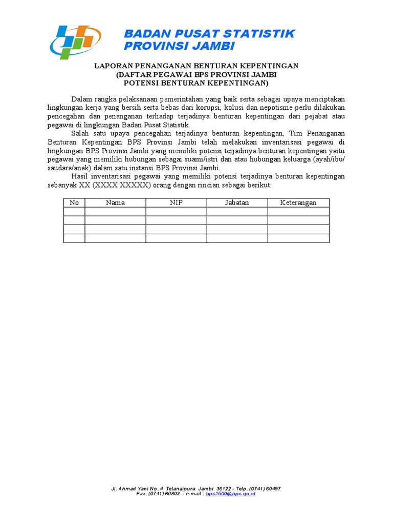 Laporan Penanganan Benturan Kepentingan | PDF