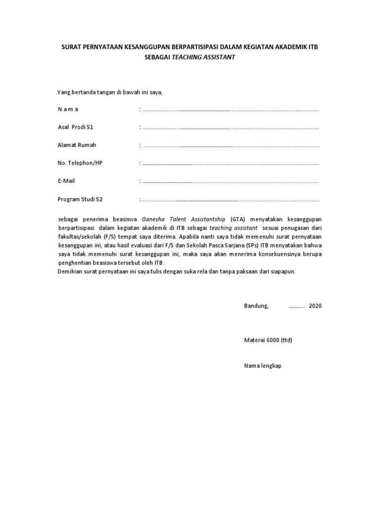 GTA-Surat Pernyataan | PDF