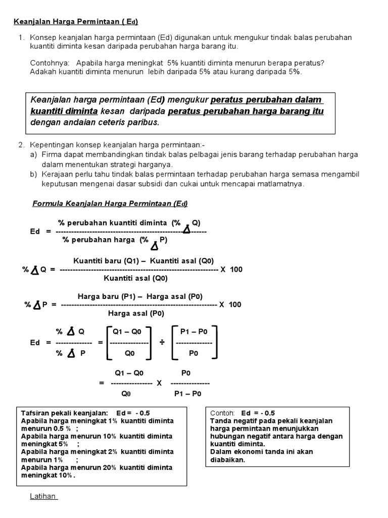 Keanjalan Harga Permintaan 1 | PDF
