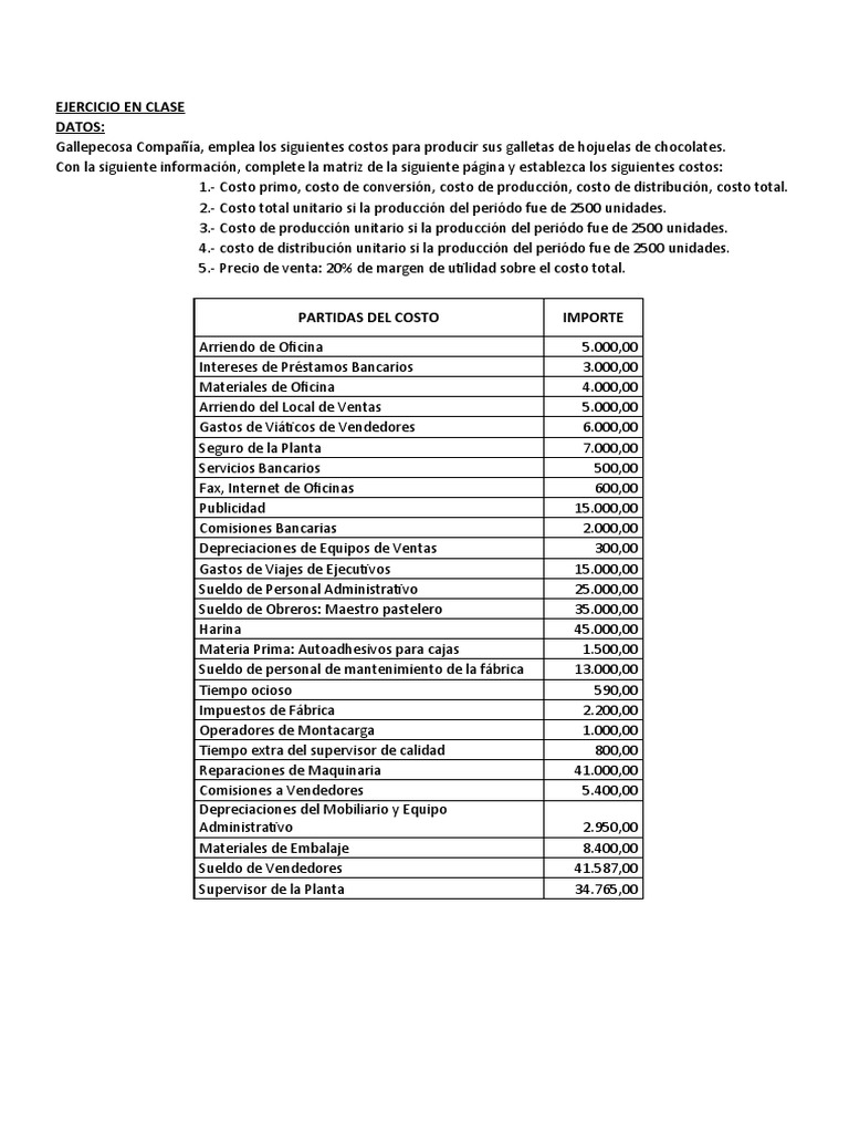 Taller 1 Partidas Del Costo | Descargar gratis PDF | Economias | Business