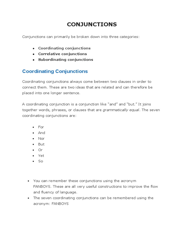 Coordinating Conjunctions | PDF | Linguistic Typology | Linguistics