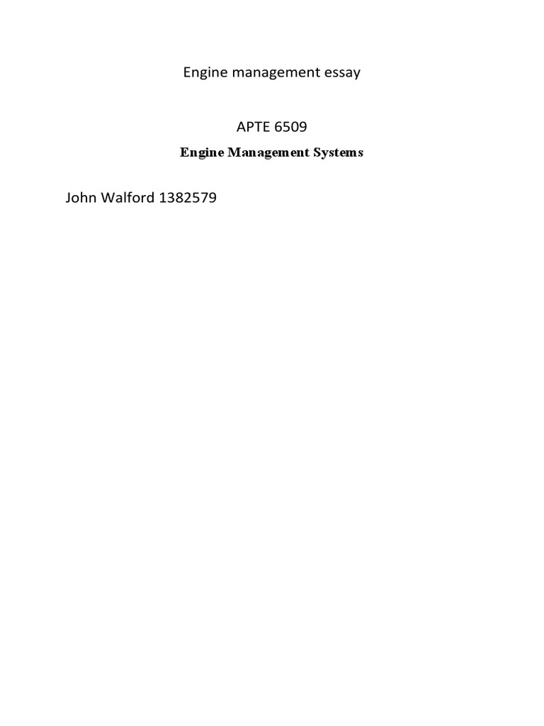 Engine Management Essay | PDF | Turbocharger | Distributor