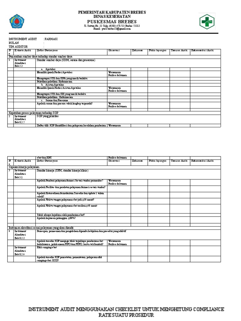 Instrument Audit Farmasi 2020 Pdf
