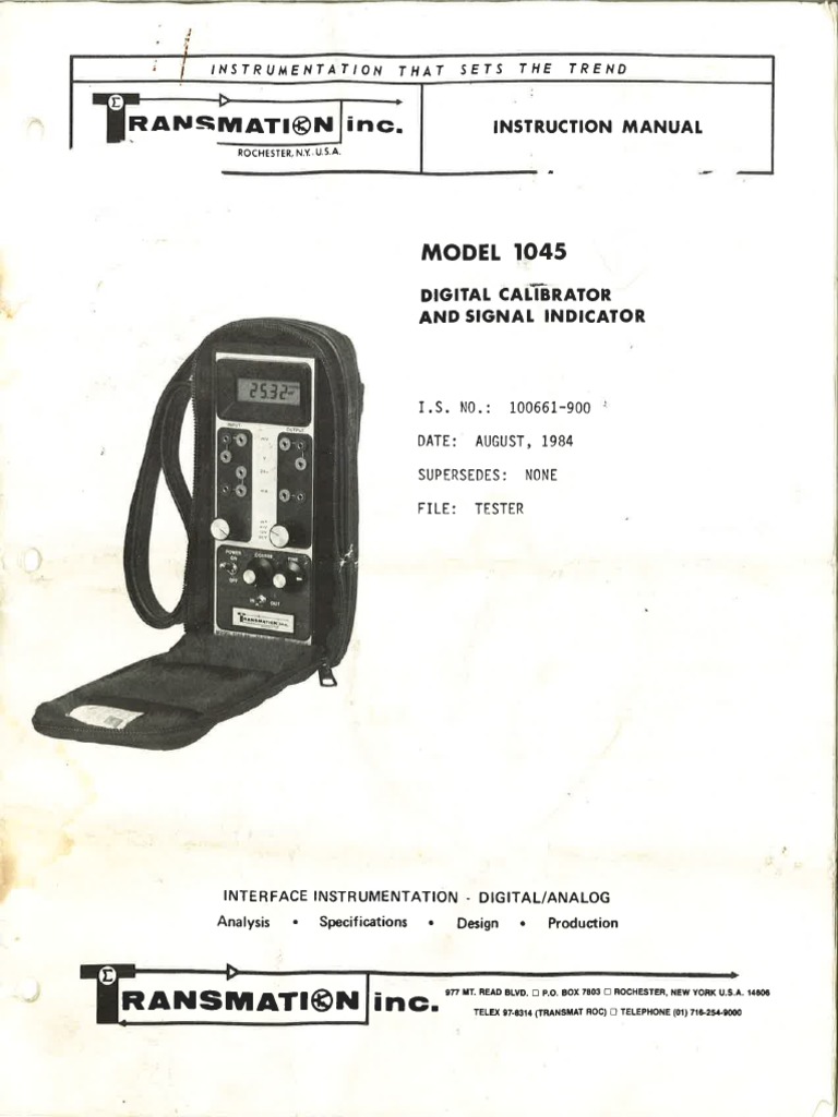 Transmation 1045 Instruction Manual 1984 Includes Schematics | PDF