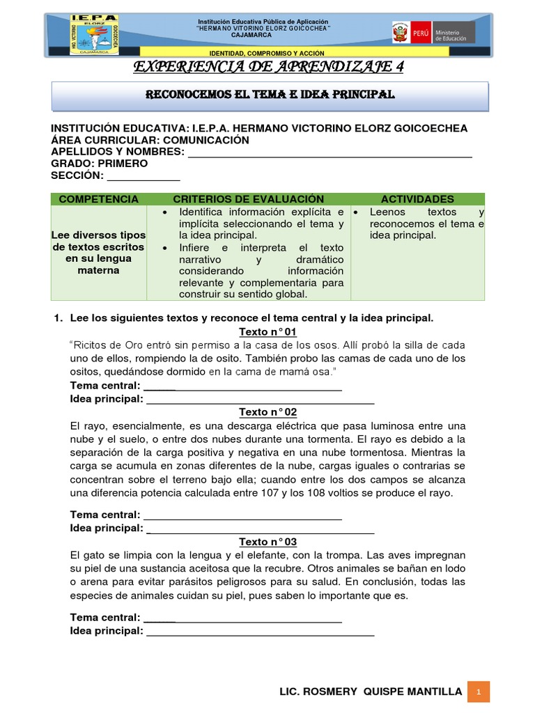 El Tema y La Idea Principal | PDF | Relámpago | Calor