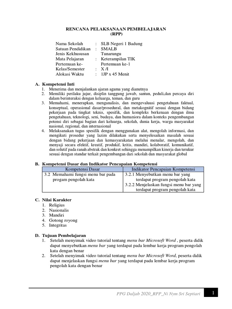 RPP Tik | PDF | Karier & Perkembangan | Seni