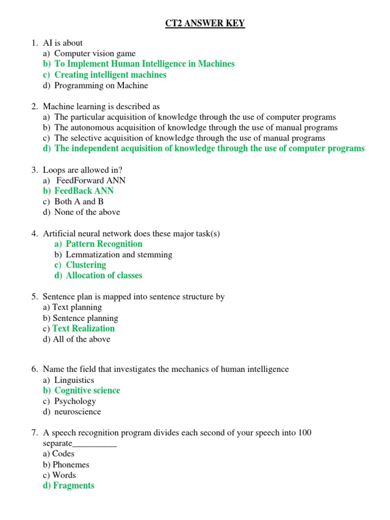 CT2 Answer Key | PDF | Analytics | Language Acquisition