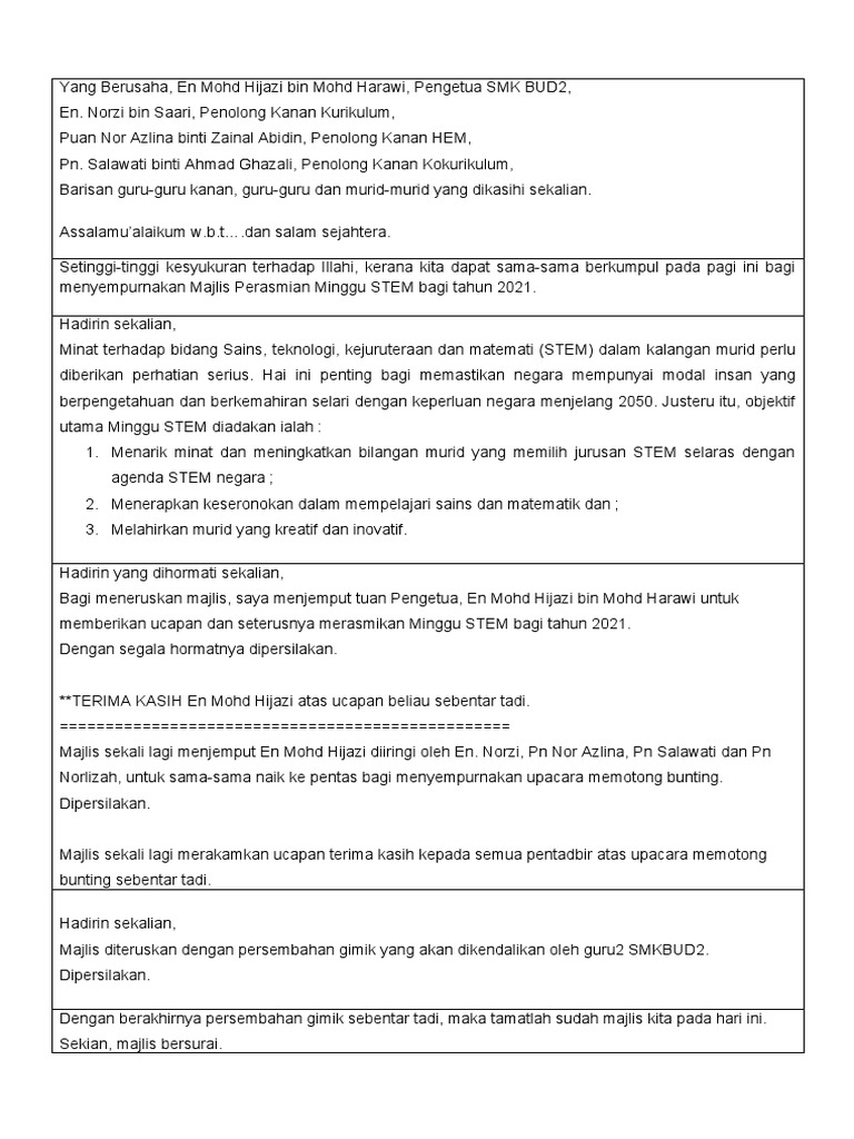 Teks Minggu STEM 2021 | PDF