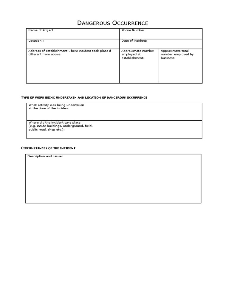 Dangerous Occurence Ir3 Form | PDF | Explosion | Safety