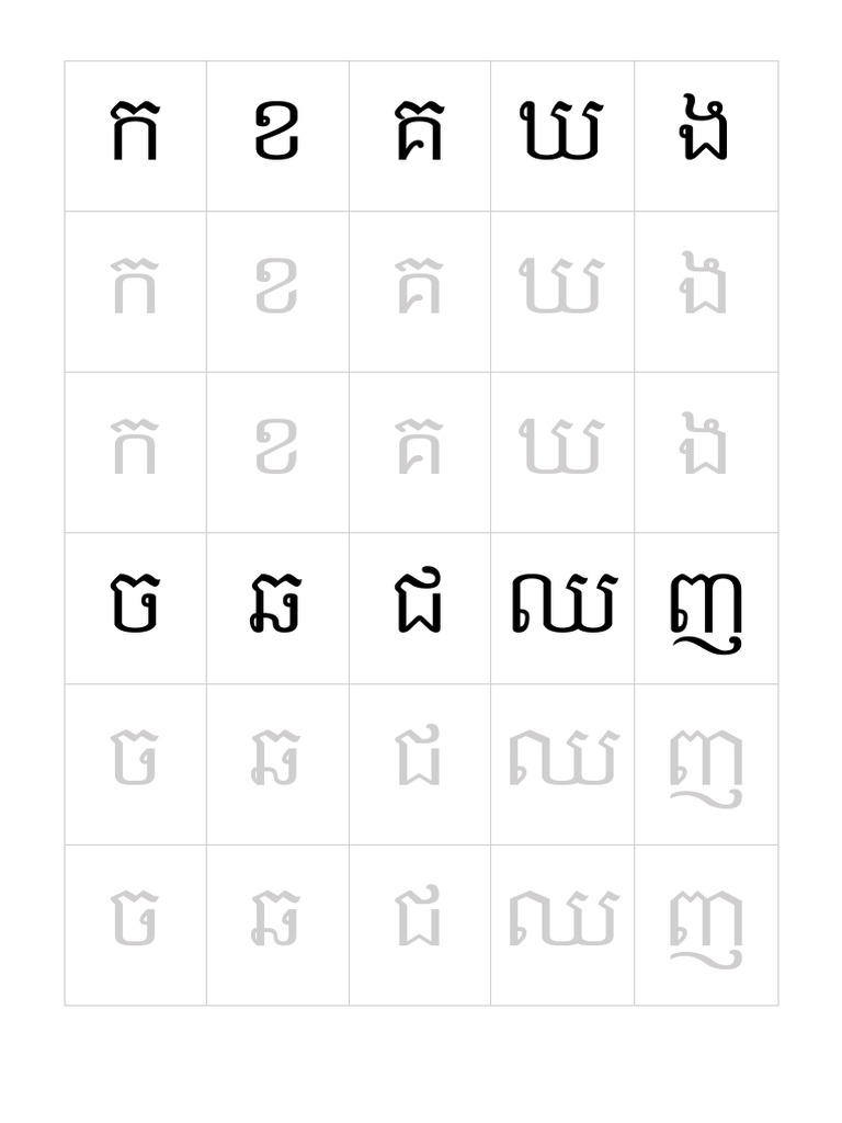 Khmer Alphabet Tracing | PDF