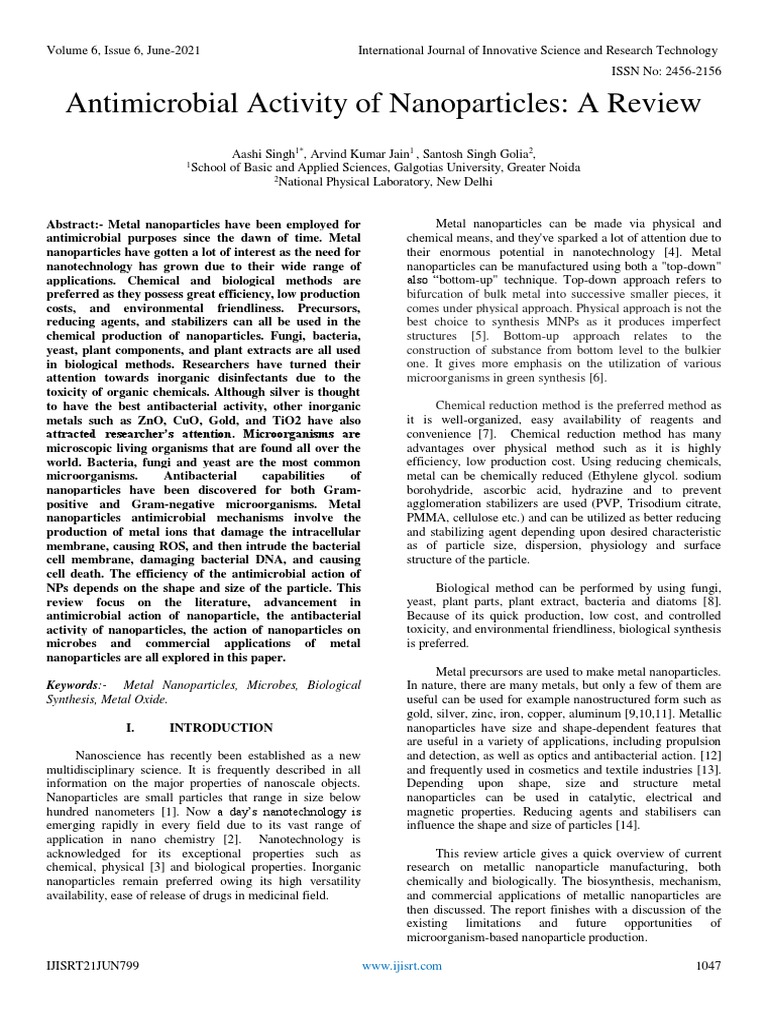 Antimicrobial Nanoparticles Overview | PDF | Catalysis | Nanoparticle
