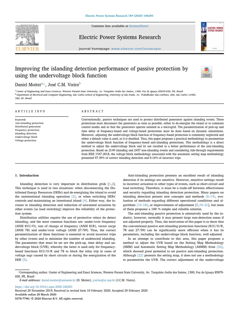 Improving The Islanding Detection Performance Of Passive Protection By