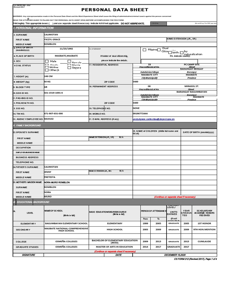Personal Data Sheet | PDF | Crime & Violence | Crime Thriller