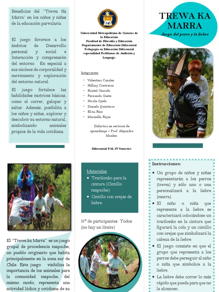 Tríptico - Juego Tradicional Mapuche | PDF | Teoría de la educación ...