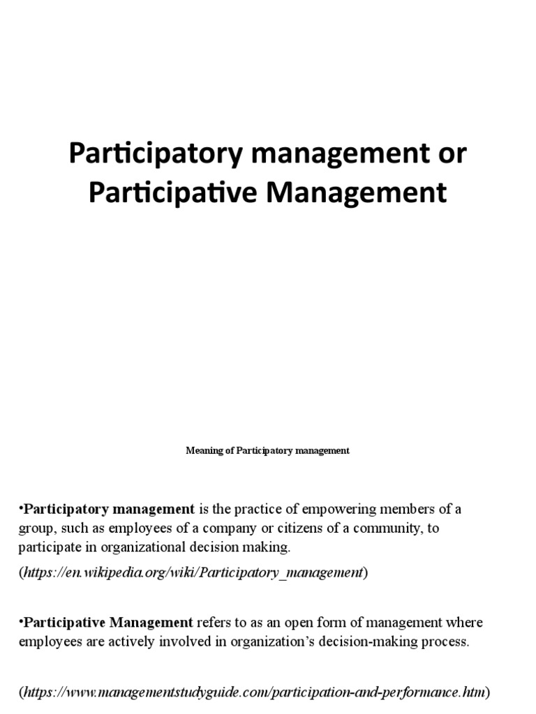 Participatory Management | PDF | Employment | Decision Making