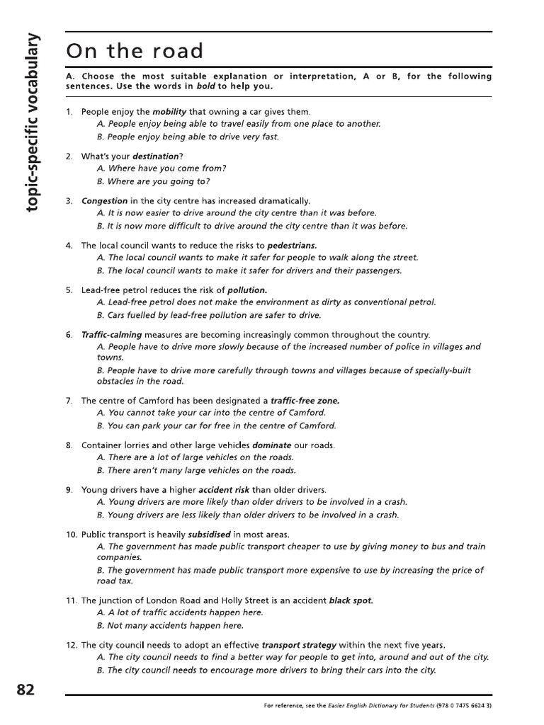 Worksheet On The Road | PDF