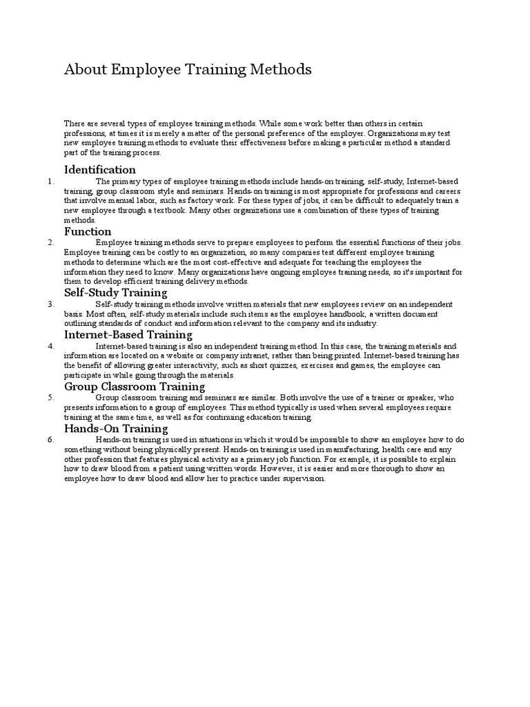 About Employee Training Methods | PDF | Employment | Health Care