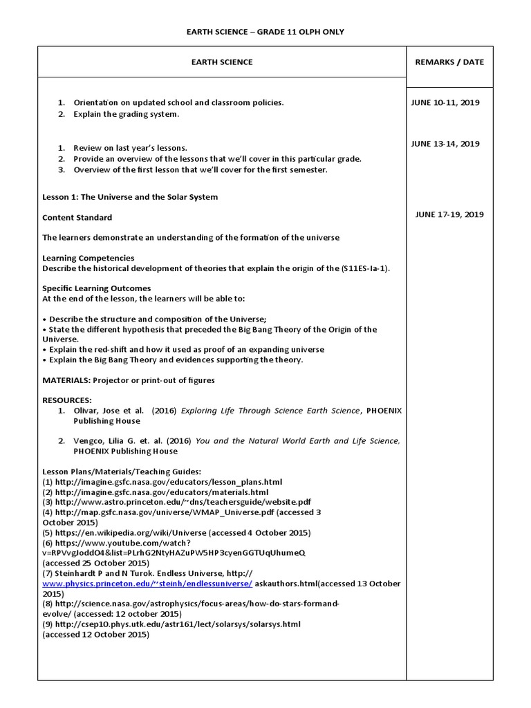 Earth Science - Grade 11 Olph Only: WWW - Physics.princeton - Edu ...