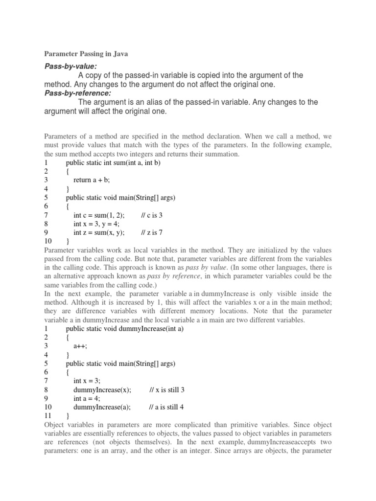 04 Parameter Passing in Java | PDF | Parameter (Computer Programming ... 04 Parameter Passing in Java | PDF | Parameter (Computer Programming ...