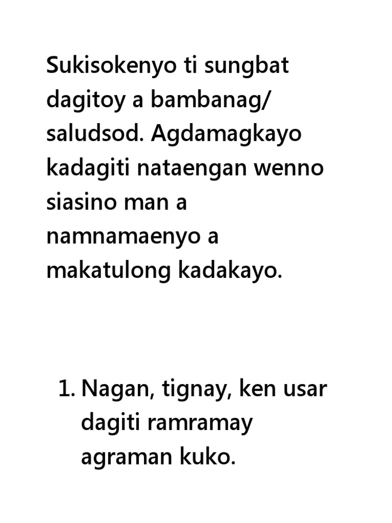 Aramiden Iti Iluko Orthography, Panagsukisok | PDF