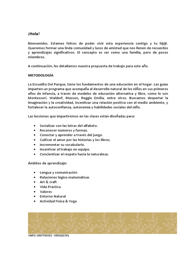 Propuesta de Currículo Waldorf para Preescolar | PDF | Waldorf ...