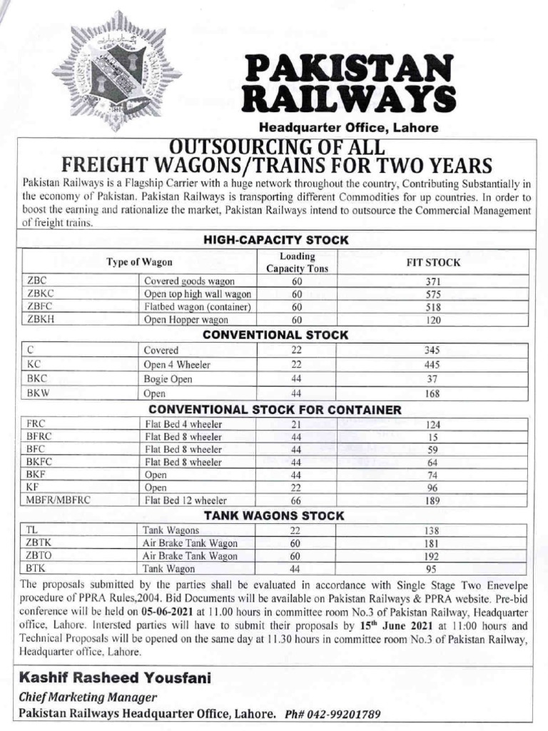 Sampel RFP - Pak Railway | PDF | Request For Proposal | Train