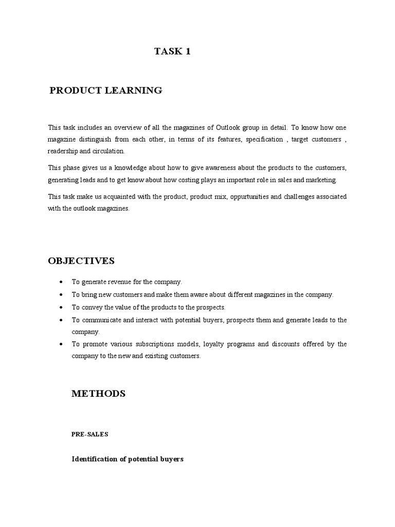 Report On Task 1 Product Learning | PDF | Subscription Business Model ...