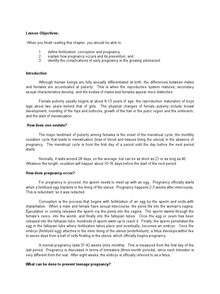 Lesson Objectives: Defining Fertilization, Conception and Pregnancy ...