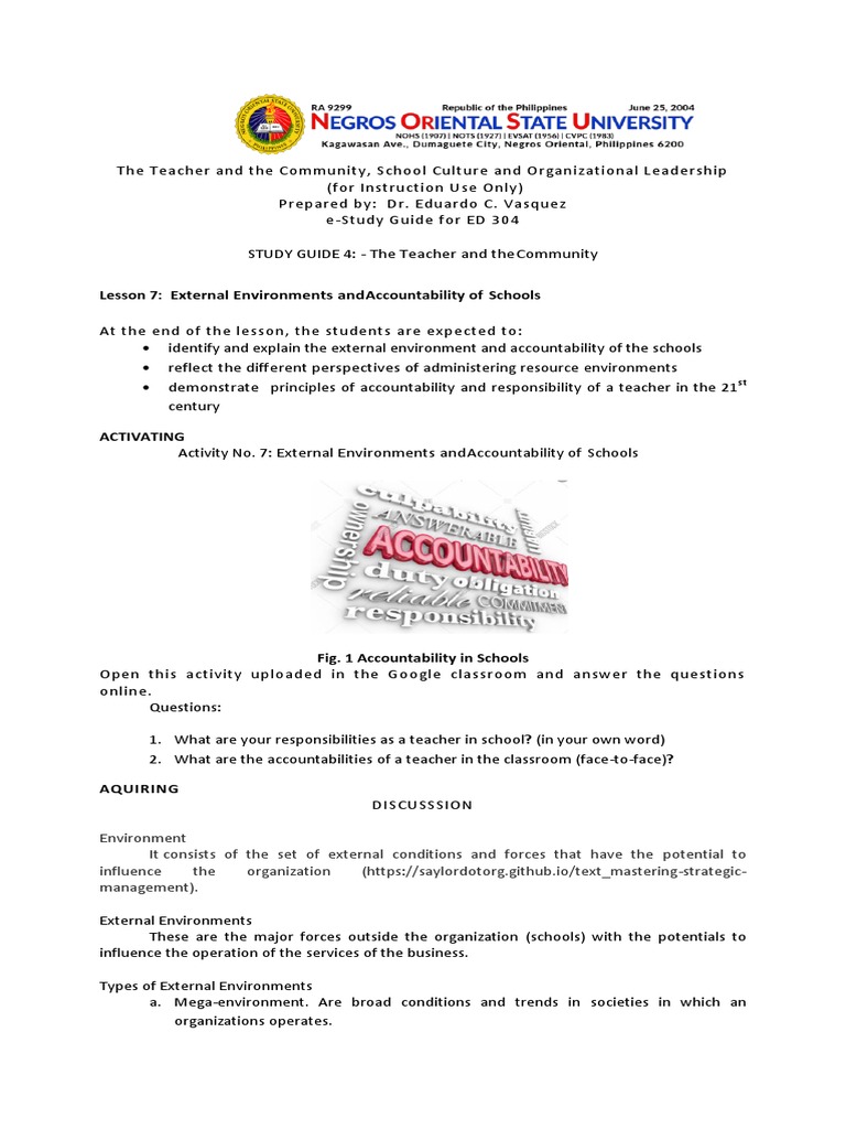 External Environments in School Accountability | PDF | Teachers | Classroom