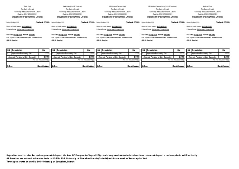Challan Form | PDF | Banks | Service Industries